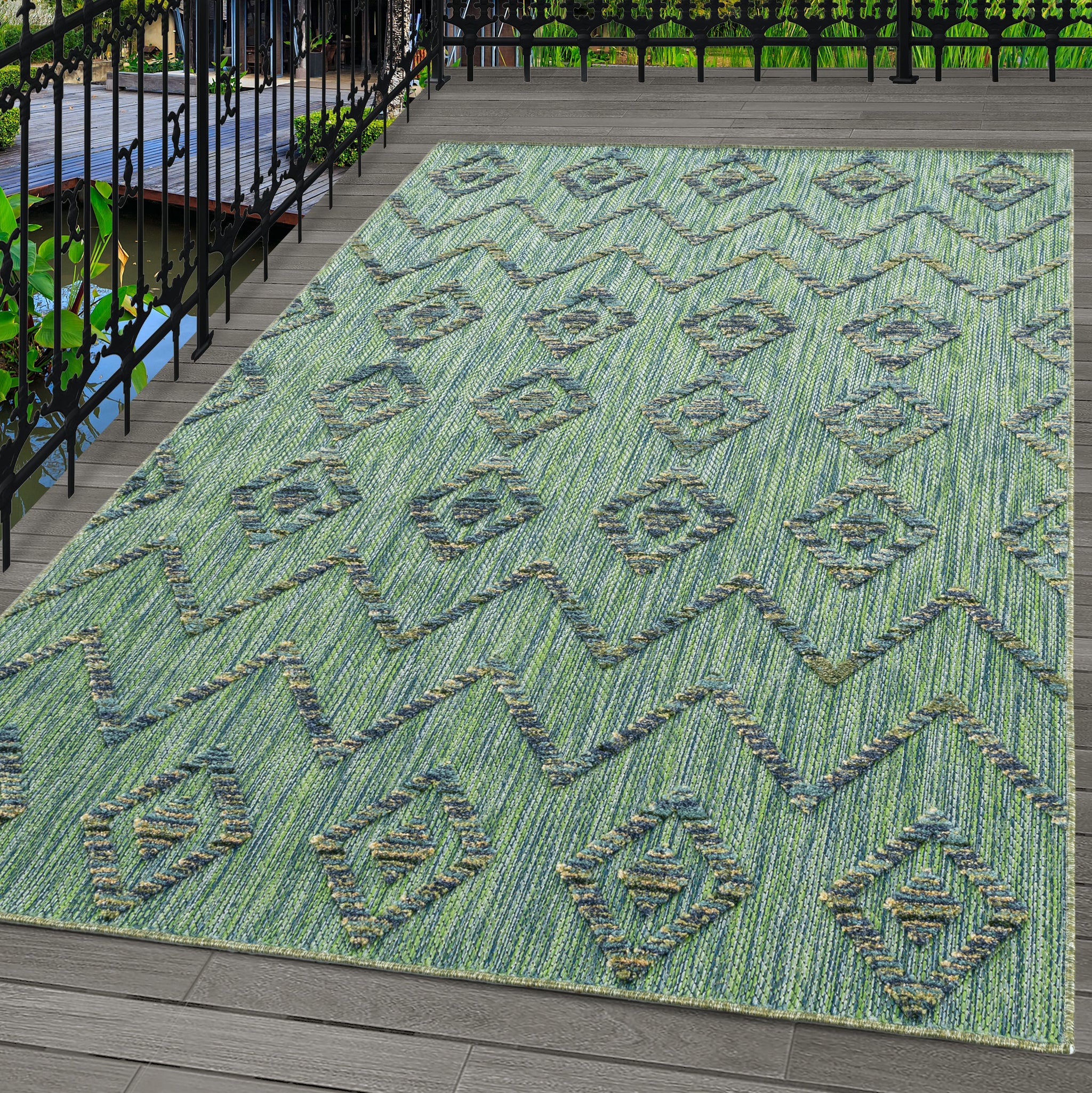 Indoor & Outdoor Rug Weatherproof Boho Design Kitchen Balcony Pati